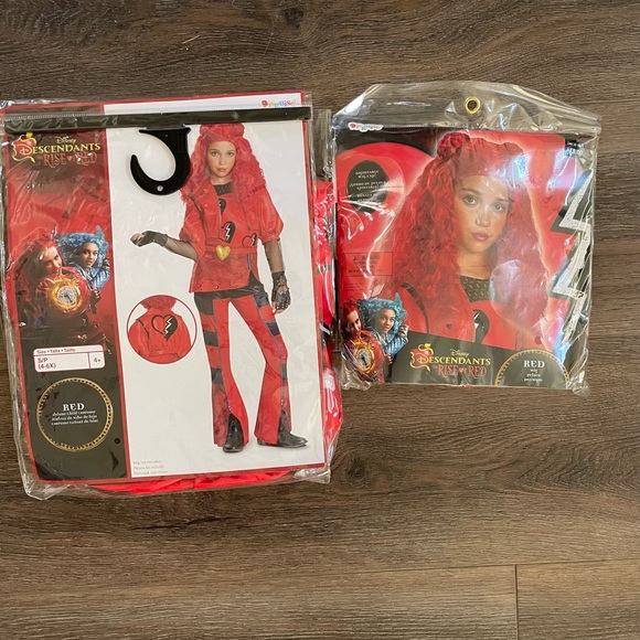 Disney | Costumes | Disney Descendants Red Costume For Kids With Wig ...